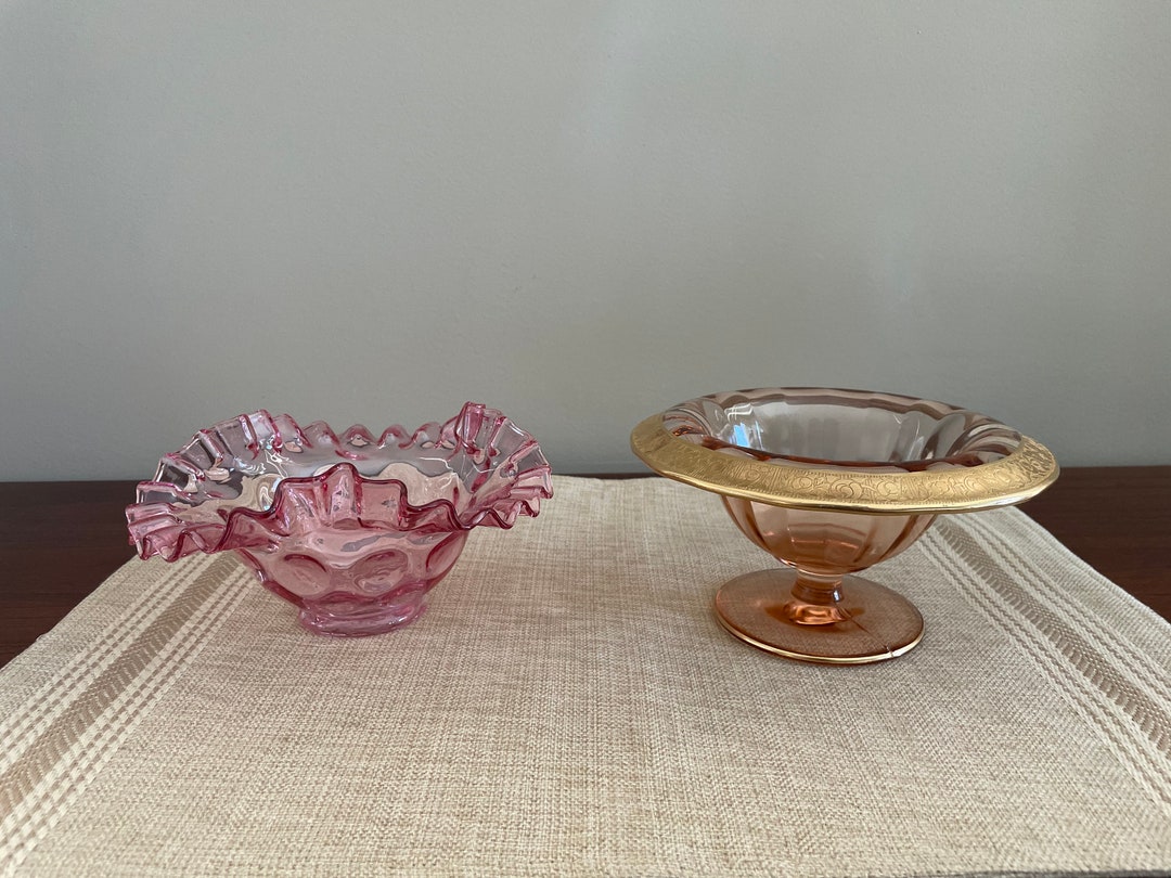 Pink Glass Bowls Candy Bowl Pink Depression Glass Bowl - Etsy