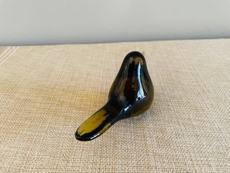 Vintage Amber Glass Bird Figurine - Etsy