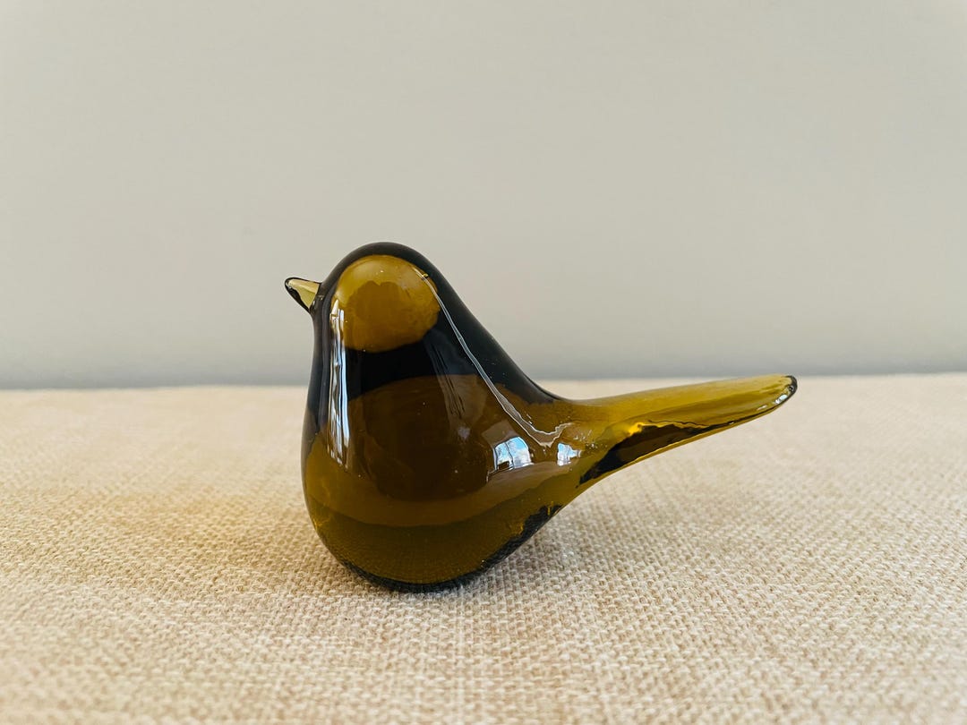 Vintage Amber Glass Bird Figurine - Etsy