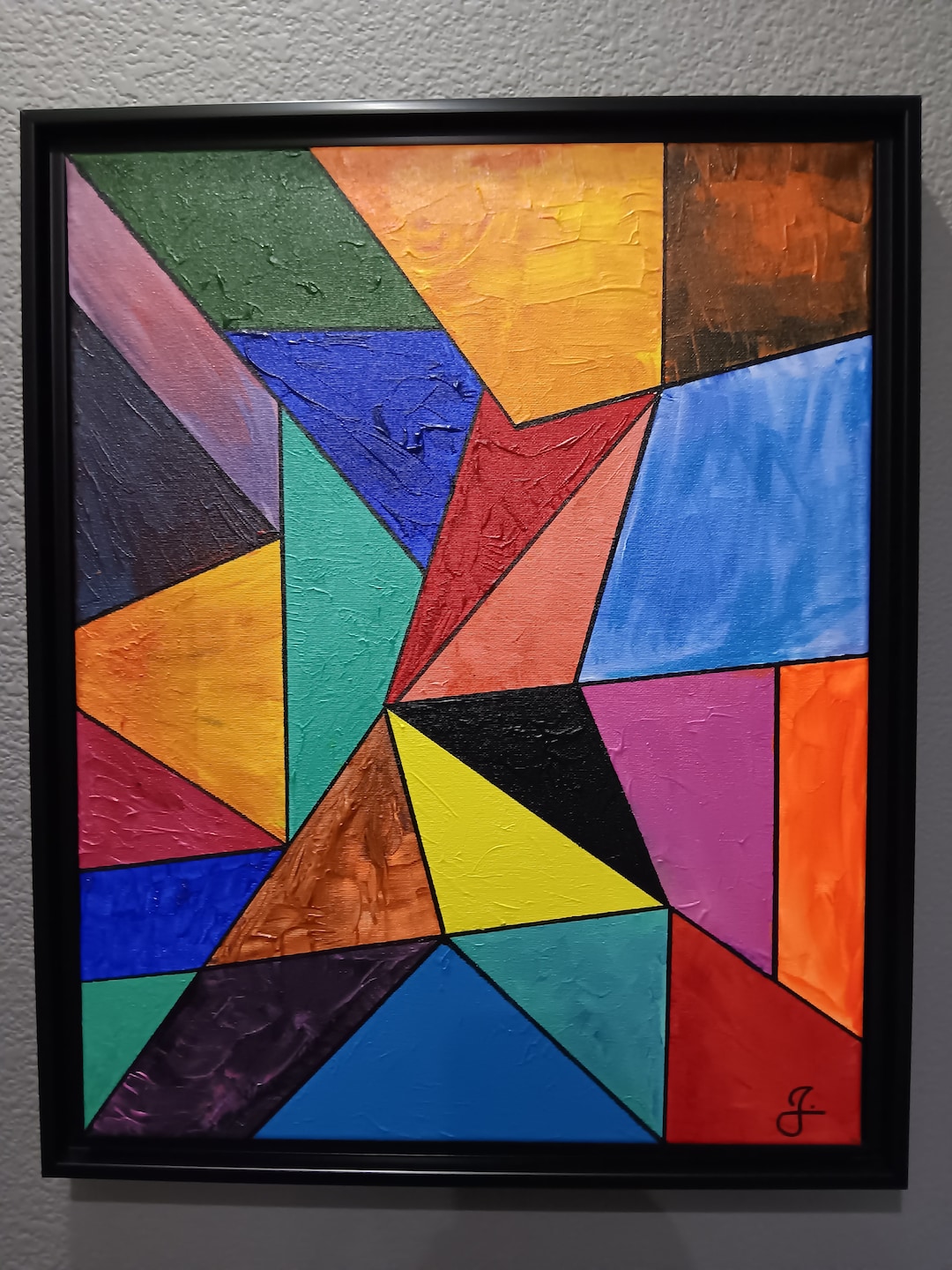 Triangles Abstract Art Painting on 20" X 16" ( 50.8 Cm X 40.6 Cm ...