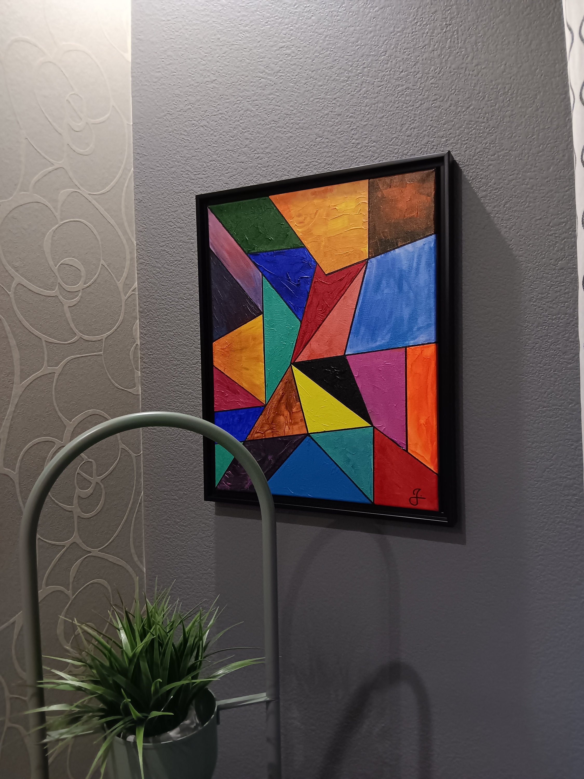 Triangles Abstract Art Painting on 20" X 16" ( 50.8 Cm X 40.6 Cm ...