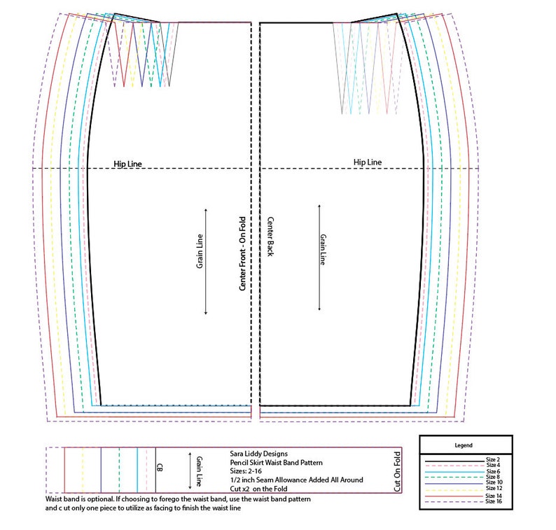 Basic Skirt Block Sewing Pattern, Sewing Block, Graded Pattern, US Size ...