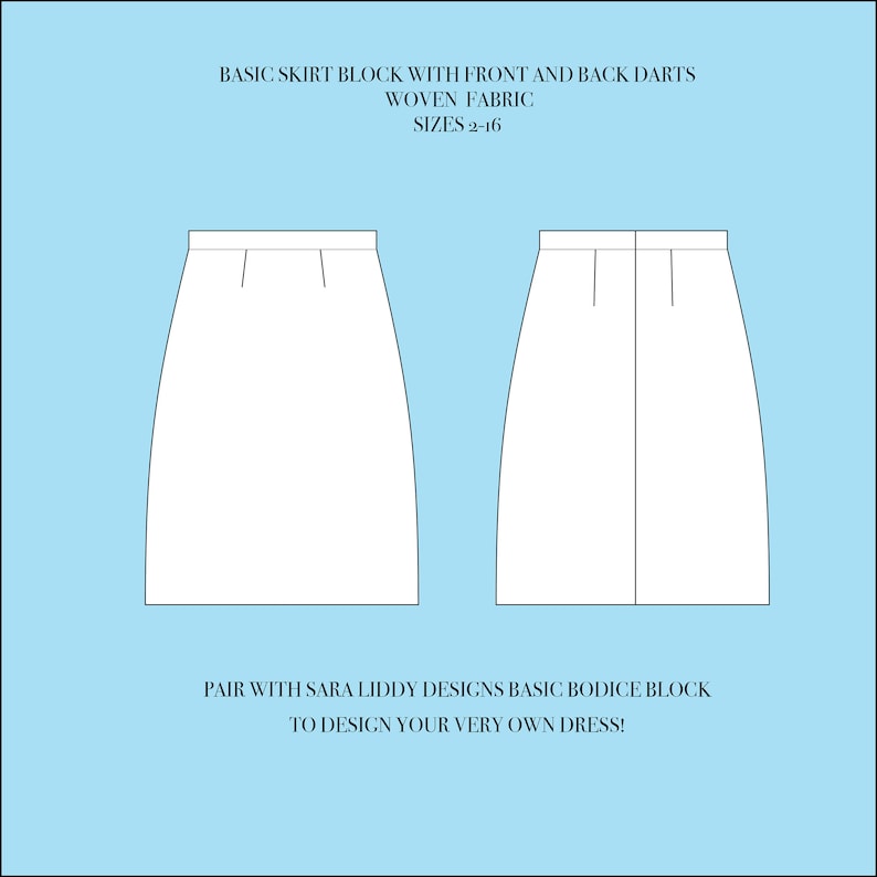 Basic Skirt Block Sewing Pattern, Sewing Block, Graded Pattern, US Size ...