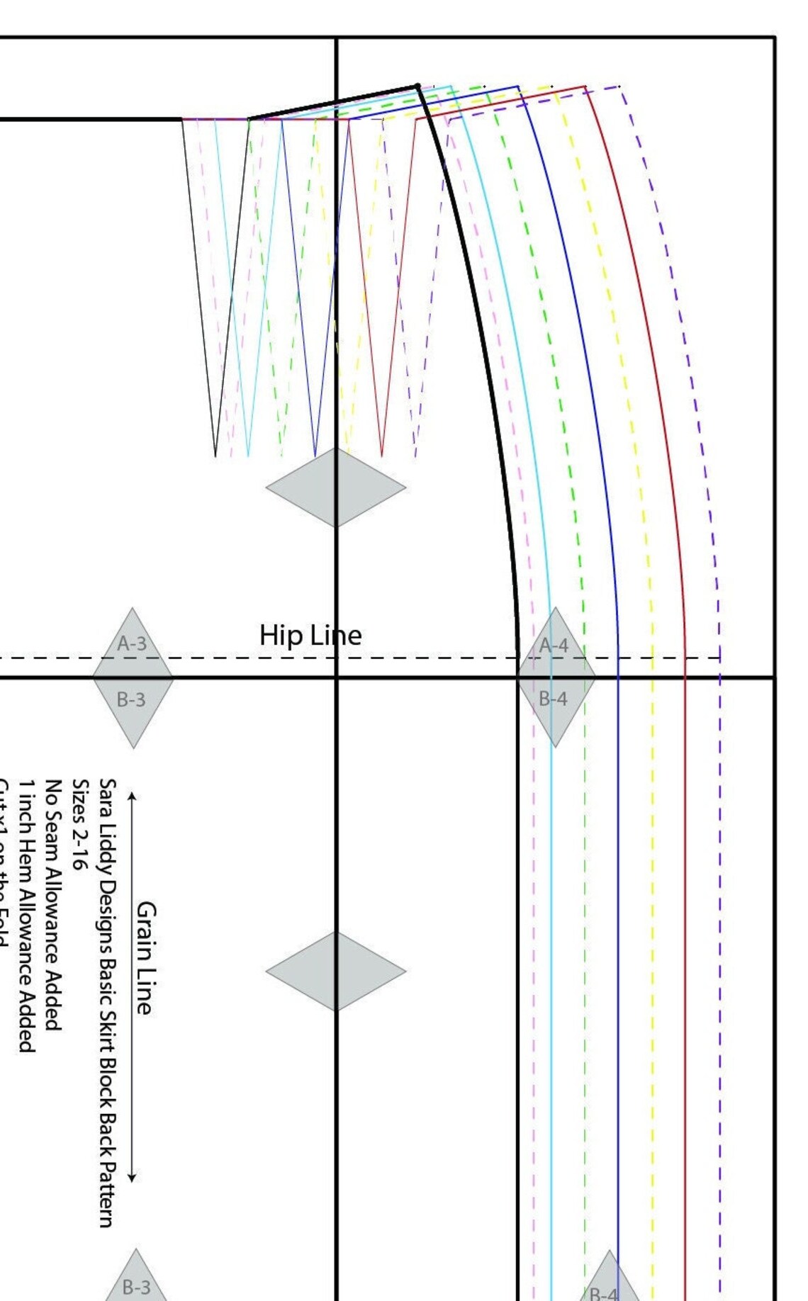 Basic Skirt Block Sewing Pattern, Sewing Block, Graded Pattern, US Size ...