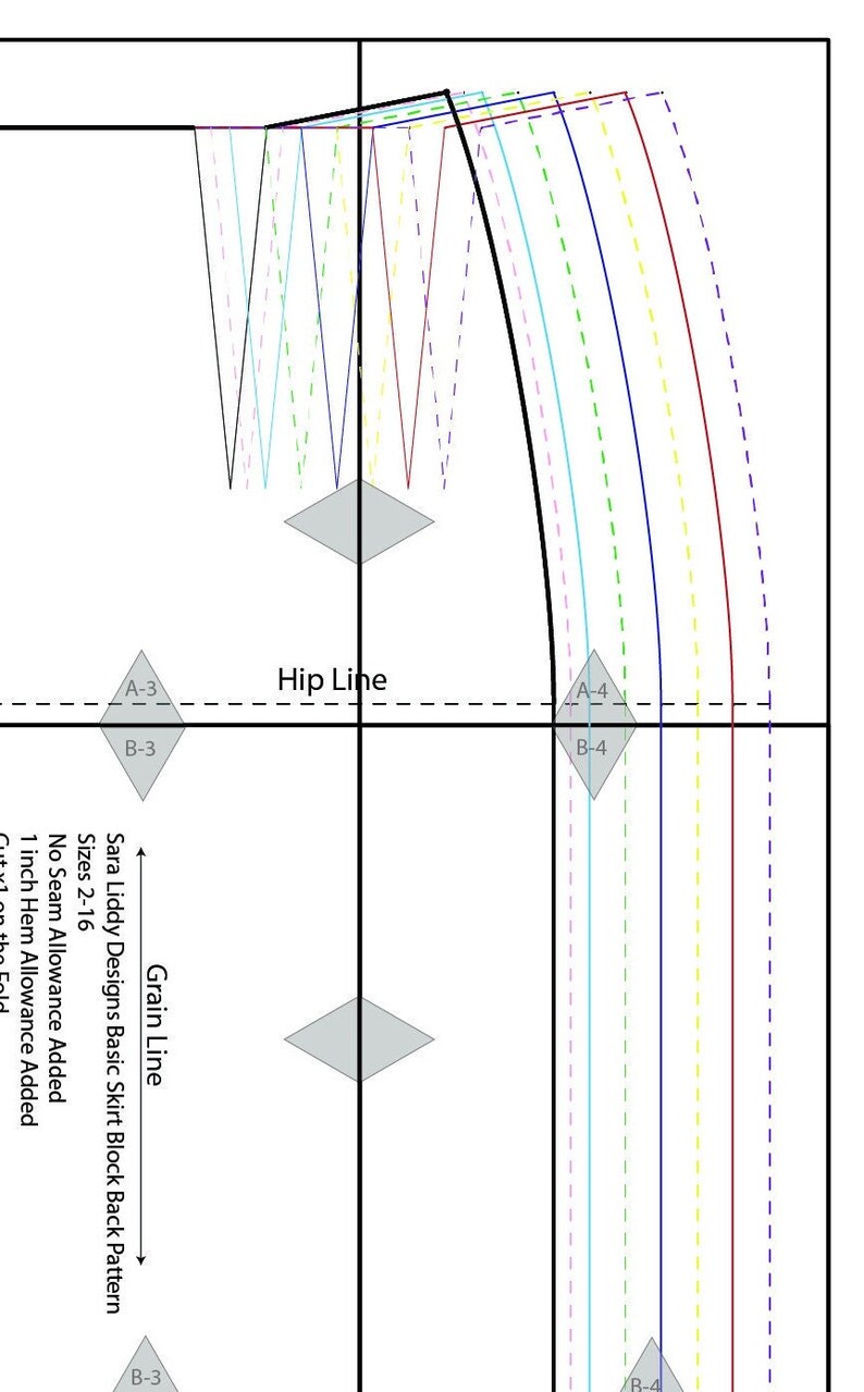 Basic Skirt Block Sewing Pattern, Sewing Block, Graded Pattern, US Size ...