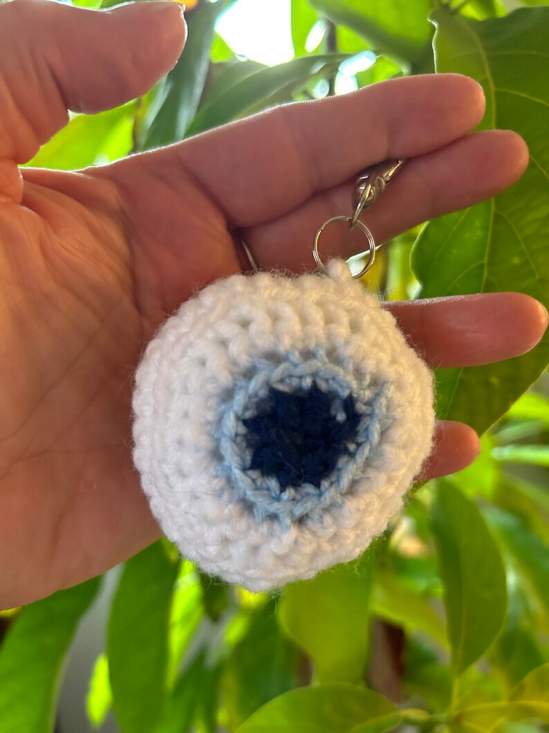 Evil Eye Keychain Hand Crocheted - Etsy