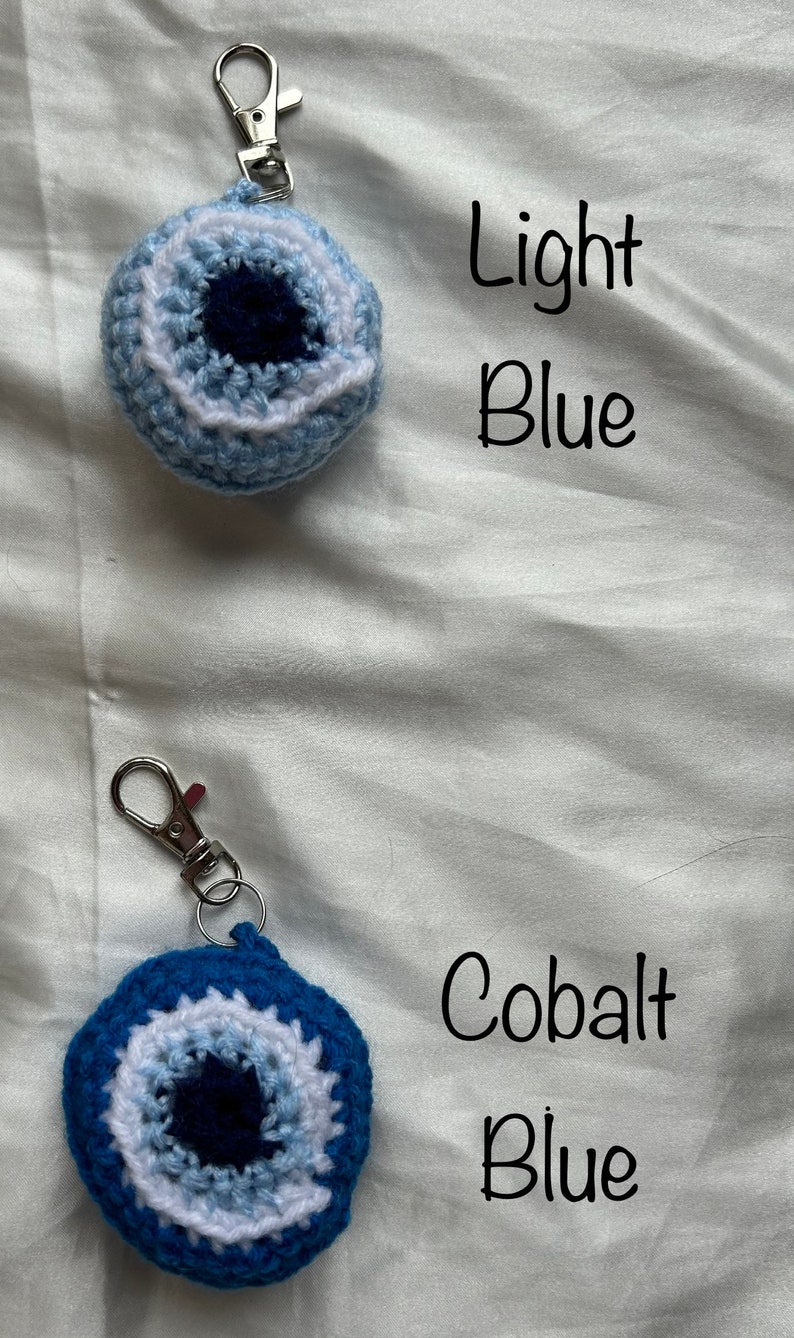 Evil Eye Keychain Hand Crocheted - Etsy