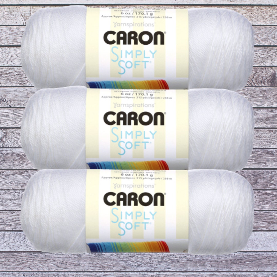 White Yarn Caron Simply Soft 3-pack 100% Acrylic Yarn Solids WHITE 6oz ...