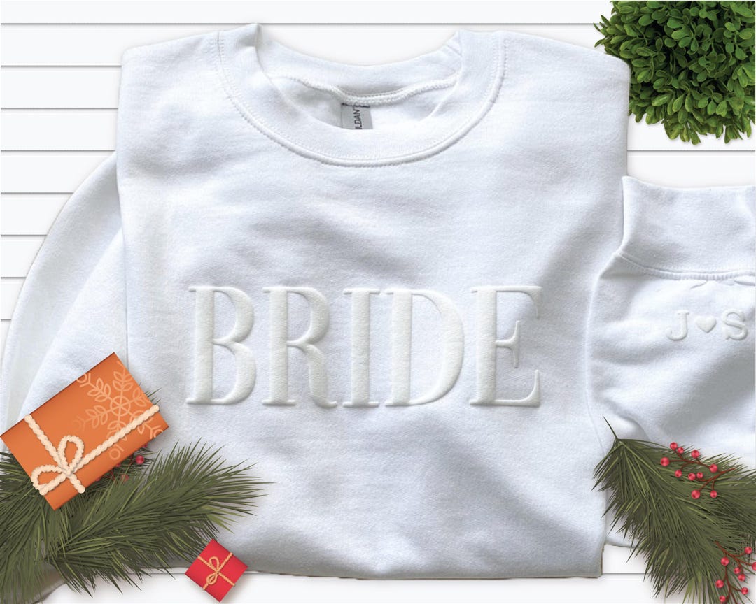 Embossed Bride Sweatshirt, Bride Jumper, Wifey Sweatshirt ,mrs Wedding ...