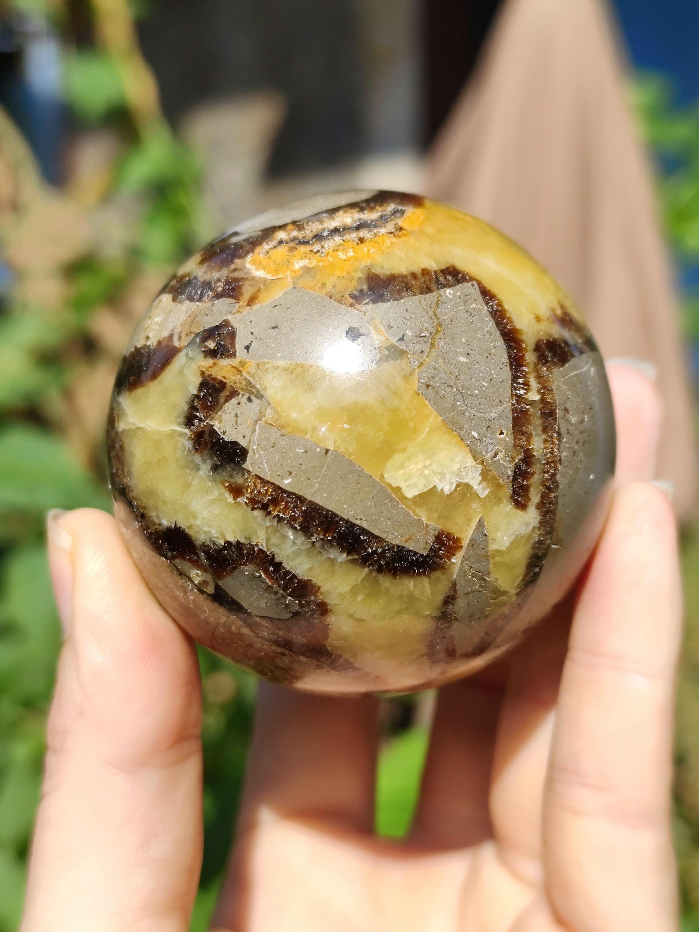 Madagascar Septarian Dragon Stone Sphere: Grounding Aragonite Calcite ...