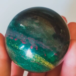 Bloodstone Heliotrope Crystal Orb | Chalcedony Sphere | Heliotrope ...