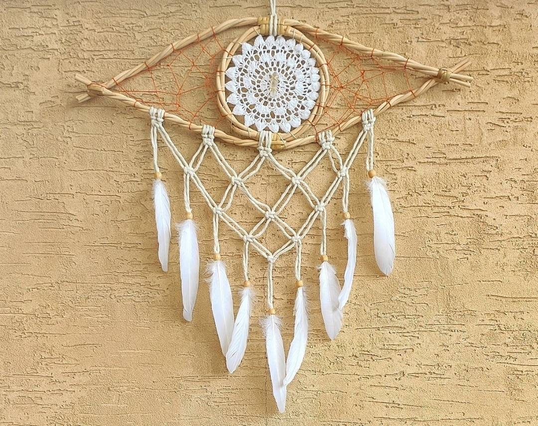 Handmade Bohemian Evil Eye Clear Quartz Crystal Macrame Dreamcatcher ...