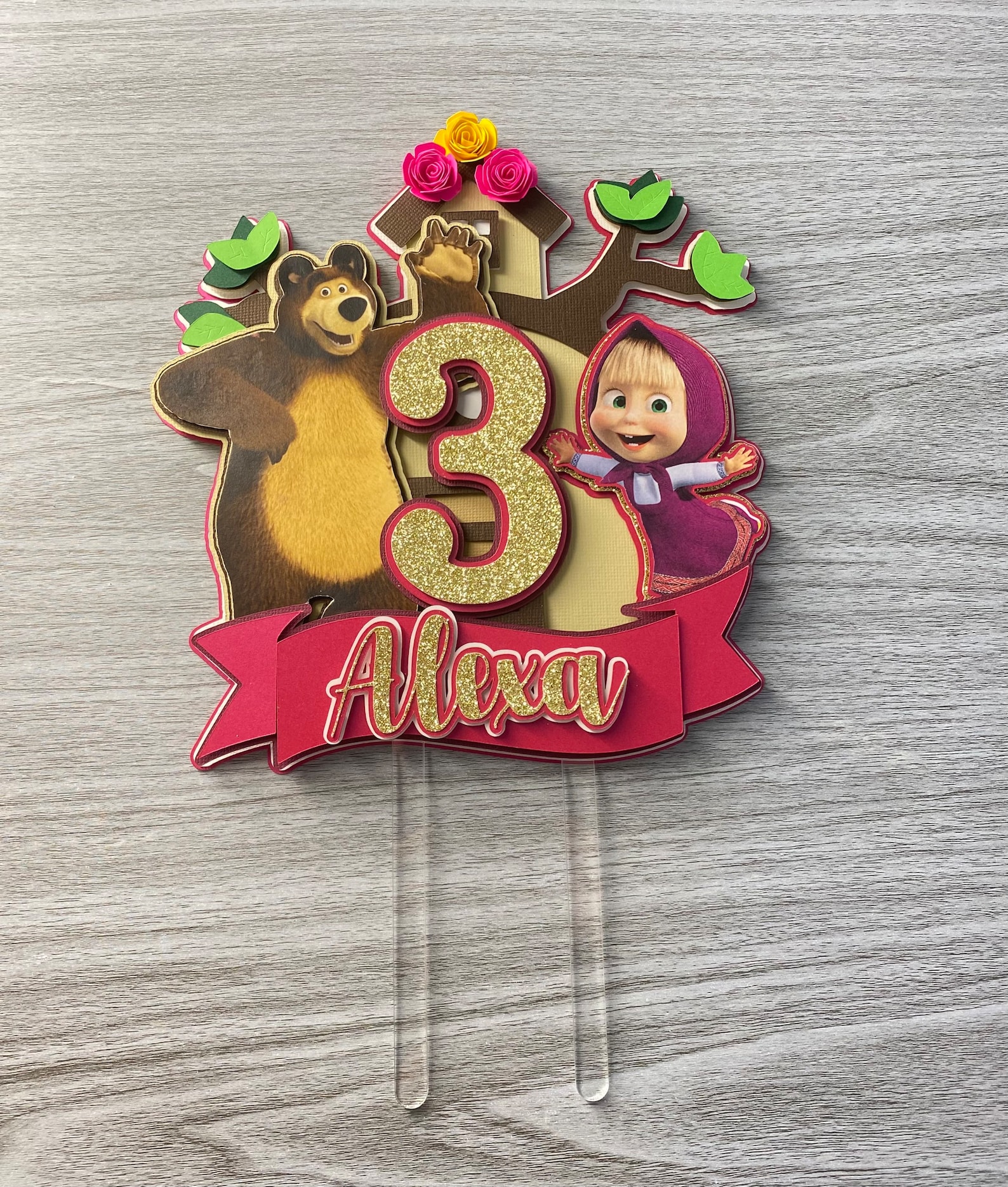 Masha and the Bear Cake Topper - Etsy