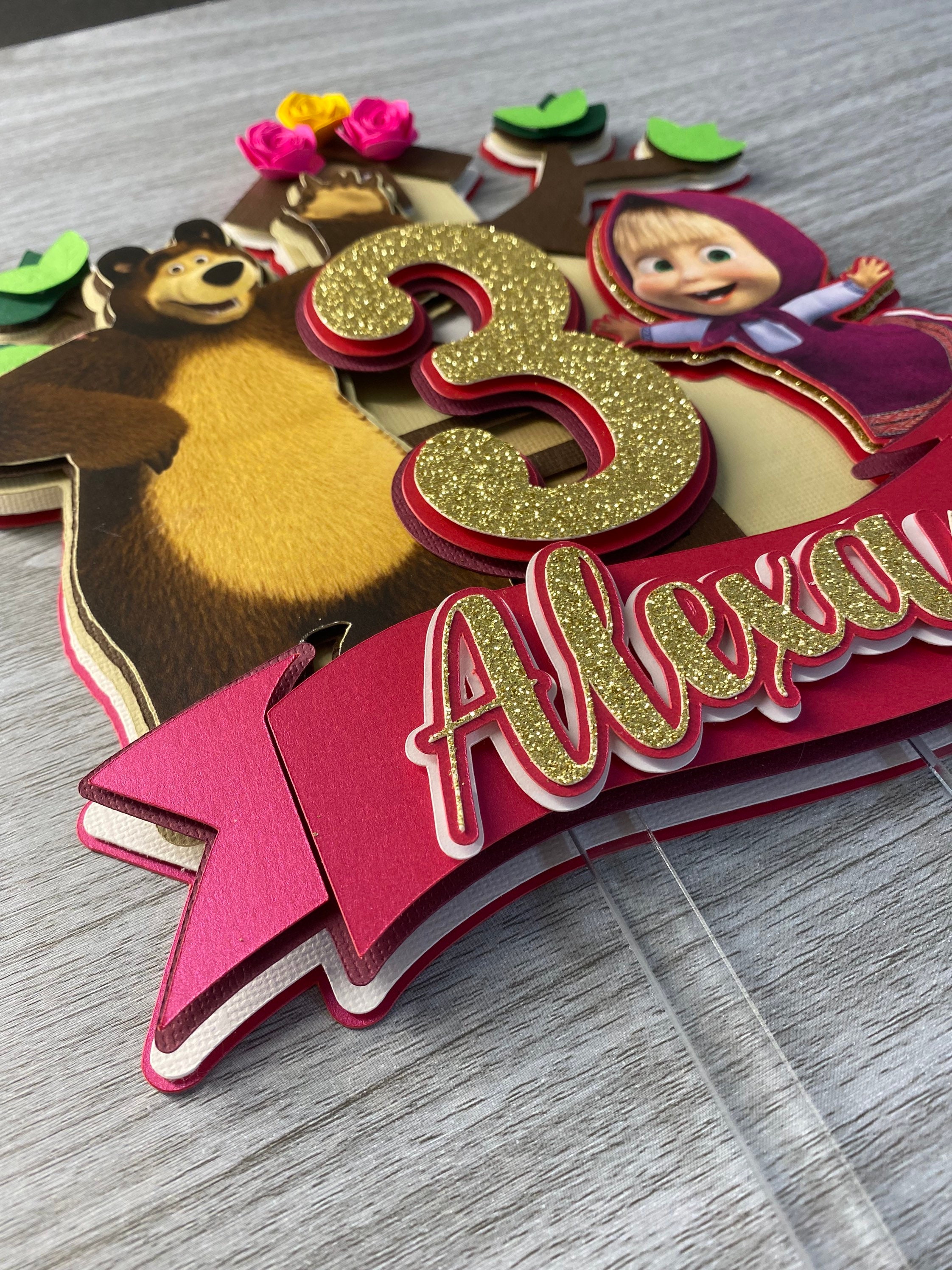Masha and the Bear Cake Topper - Etsy UK