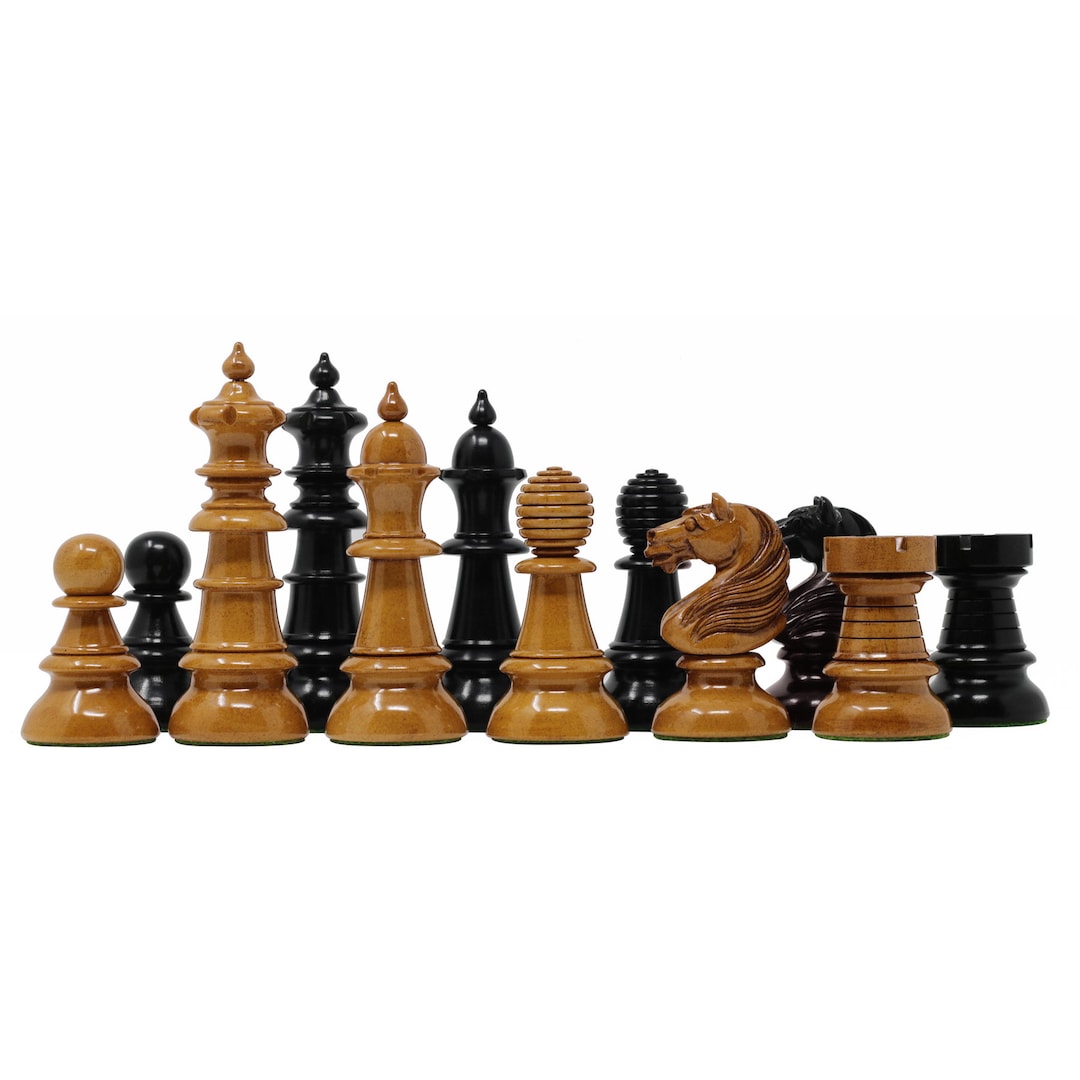 Old Vienna Style Coffee House 1900 Chess Set 4.5" Distressed Boxwood ...