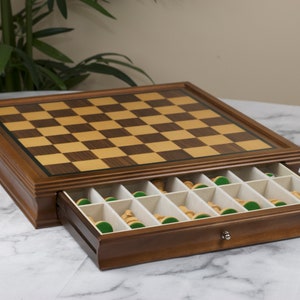 Chess Board With Storage for the Chess Pieces in Walnut - Etsy