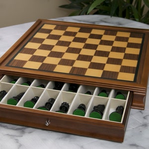 Chess Board With Storage for the Chess Pieces in Walnut - Etsy