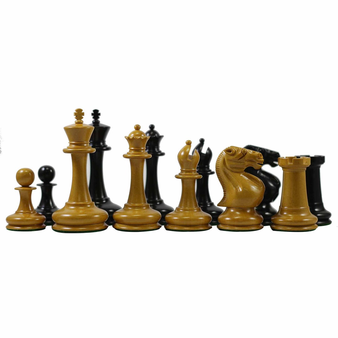 Stroud Club Vintage 1878 Reproduction 3" Ebony and Box Wood Chess Set ...