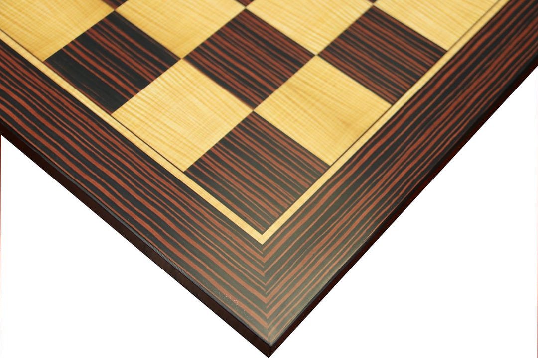 Chess Board Square Size 2.5" X 2.5" in Stripped Ebony in Matt Finish ...