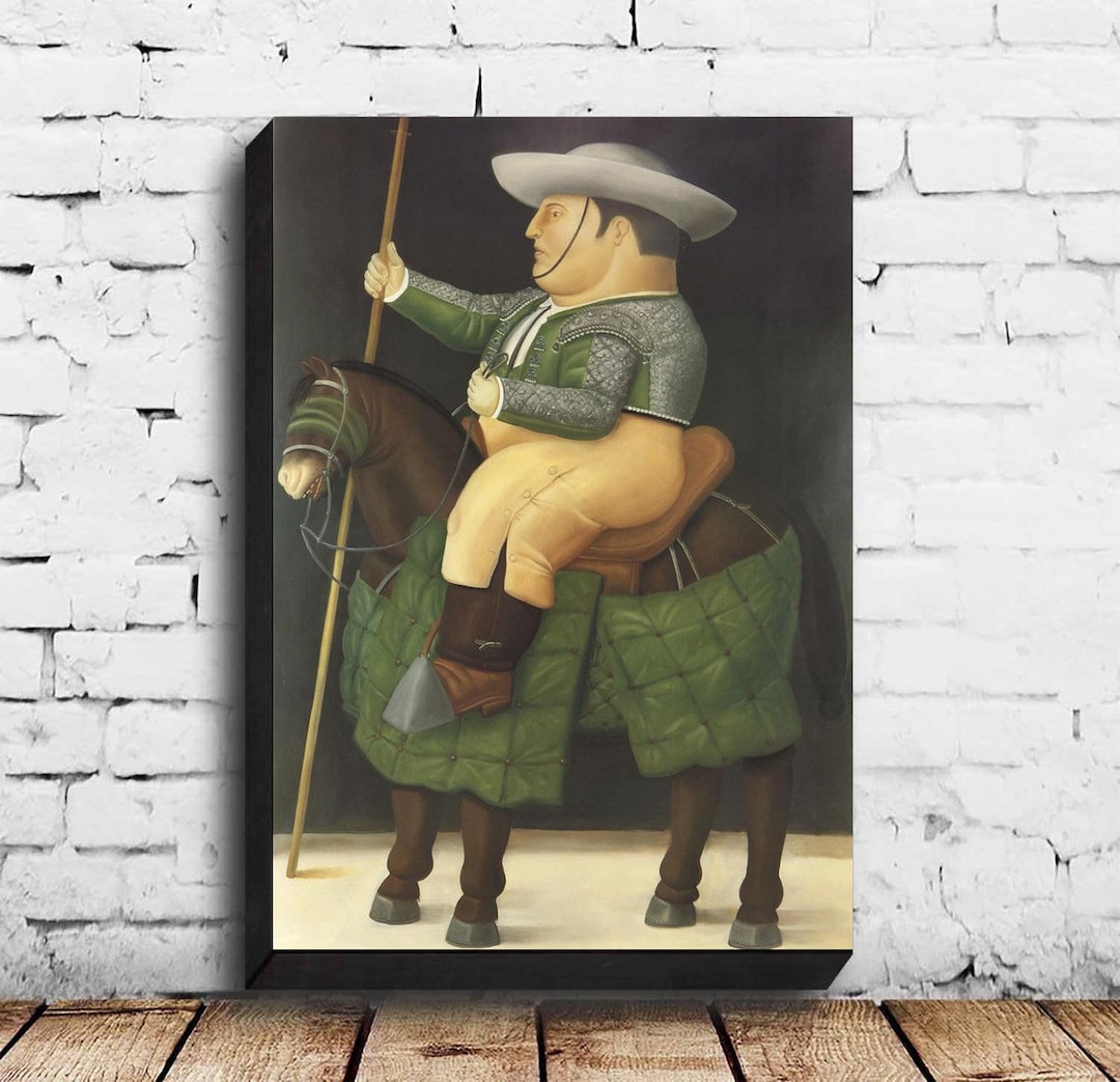 Fernando Botero Art La Corrida Man on Horse Poster Canvas Wall Art Home ...