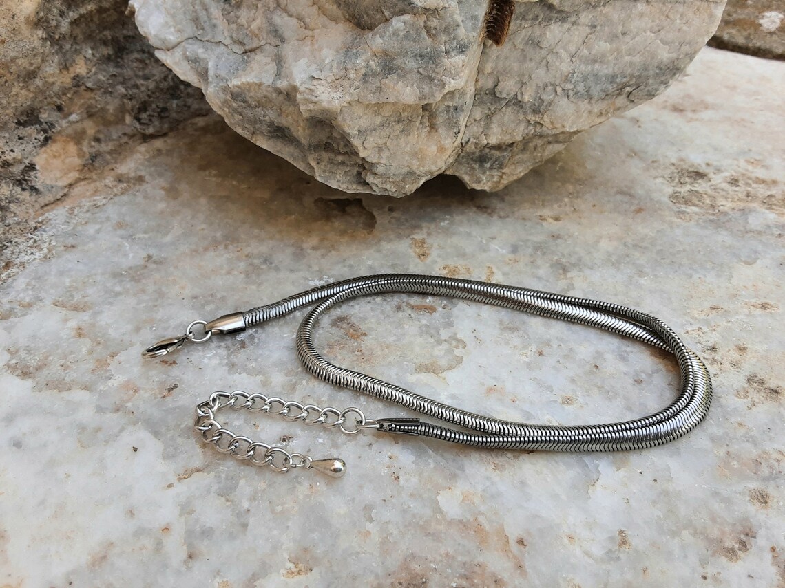 Snake Chain Anklet, Silver Elegant Dainty Flat Snake Chain Anklet ...