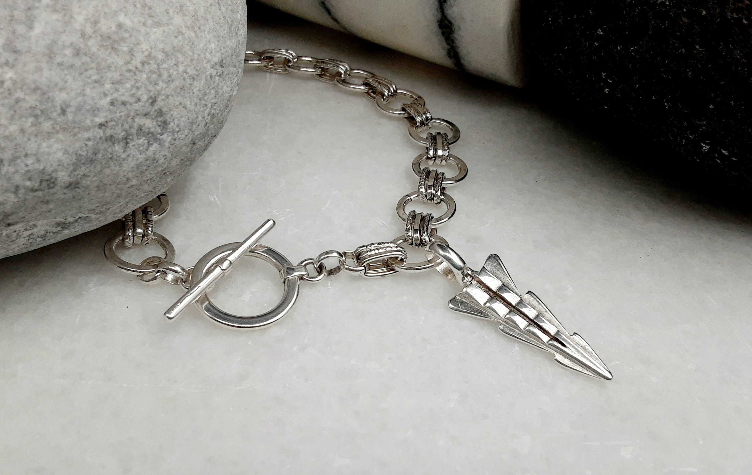 Antique Silver Statement Edgy Spear Triangle Pendant Necklace ...