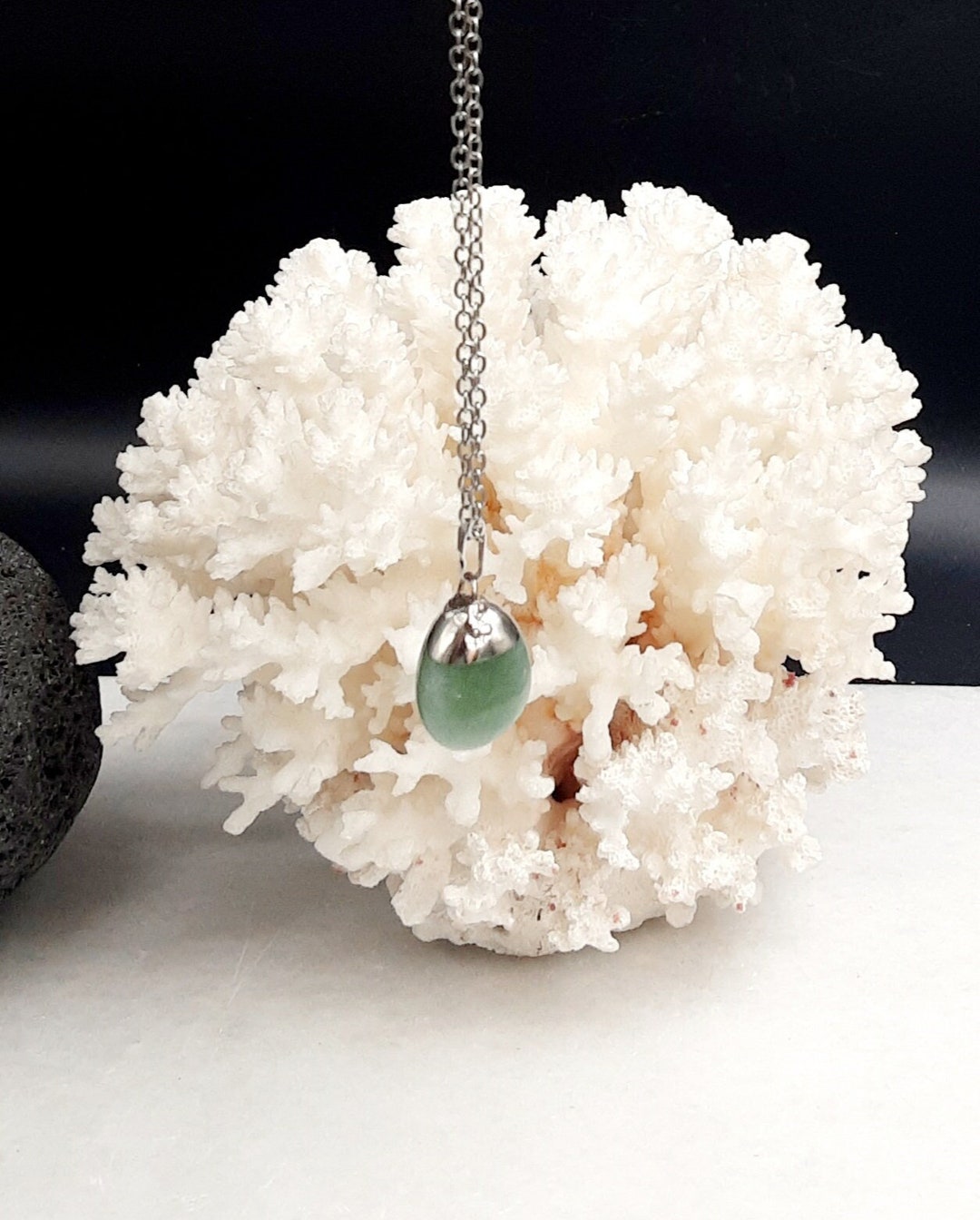 Natural Jade Gemstone Everyday Minimal Drop Pendant Necklace, Simple ...