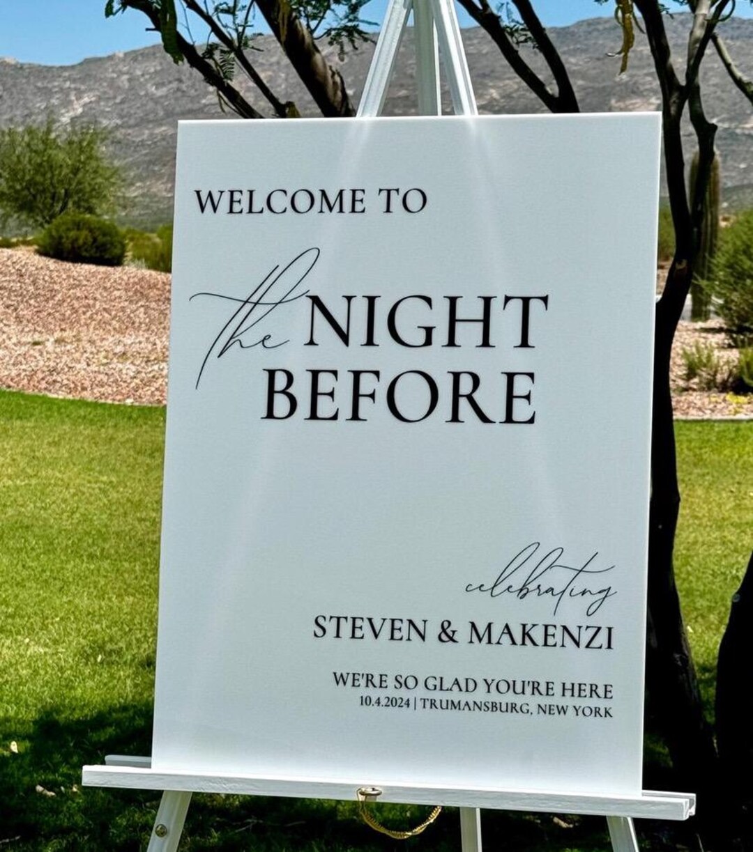 Welcome Wedding Sign, Welcome Night Before, Night Before Sign, Acrylic ...