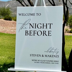 Welcome Wedding Sign, Welcome Night Before, Night Before Sign, Acrylic ...
