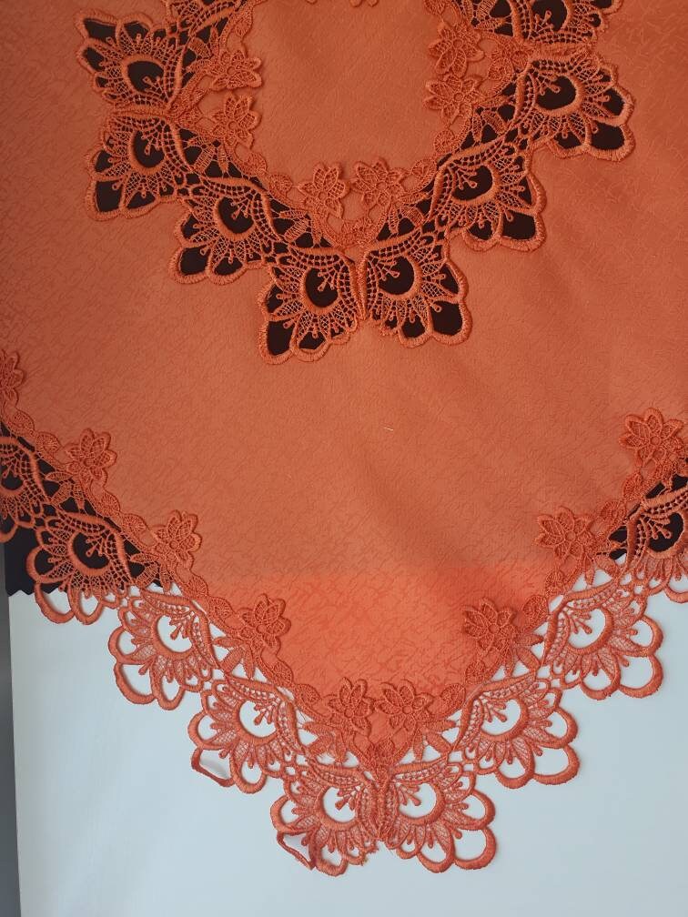 Orange Table Topper, Elegant Guipure, Centerpiece Guipure Ornament ...
