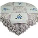 Summer Table Topper, Linen, Blue Embroidered & Crochet Doily, Rustic ...