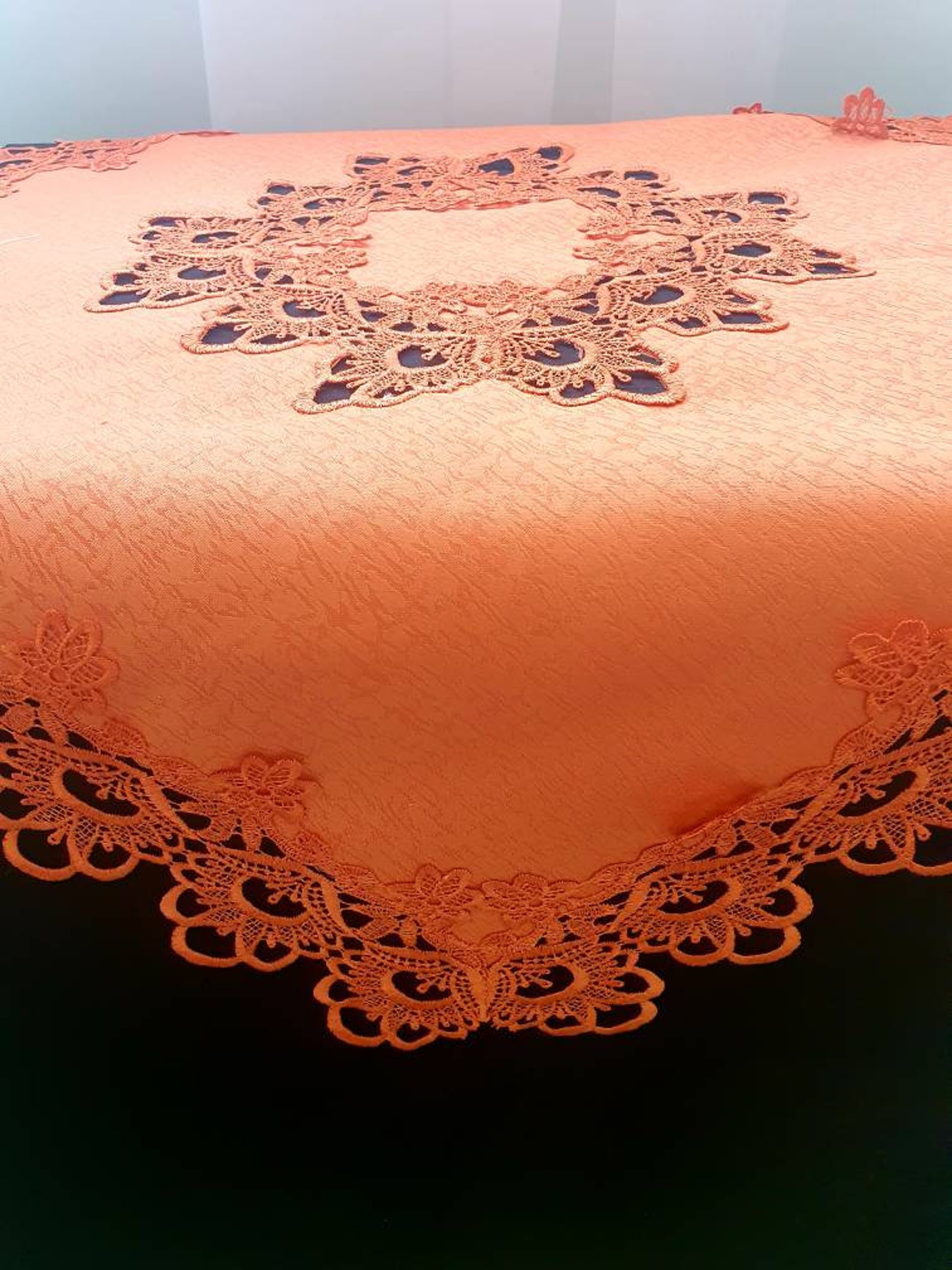 Orange Table Topper, Elegant Guipure, Centerpiece Guipure Ornament ...