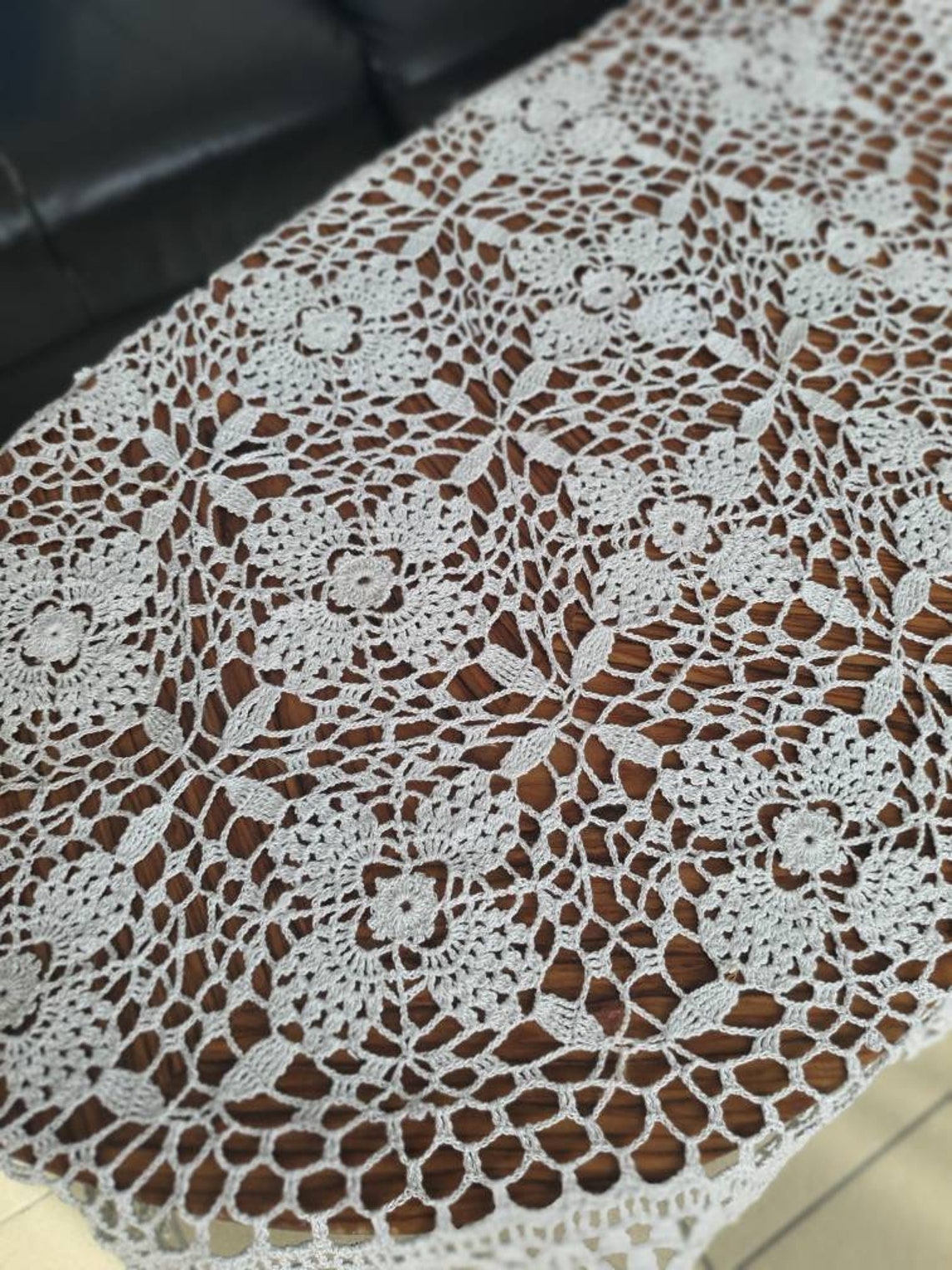 White Silver Doily, Table Topper, Crochet Doily, Lace Doily, Vintage ...