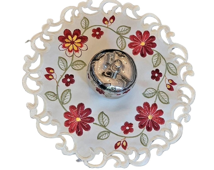 Vintage Style Round Napkins, Red Flower, Set 6 Pcs, High Quality ...