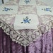 Summer Table Topper, Linen, Blue Embroidered & Crochet Doily, Rustic ...