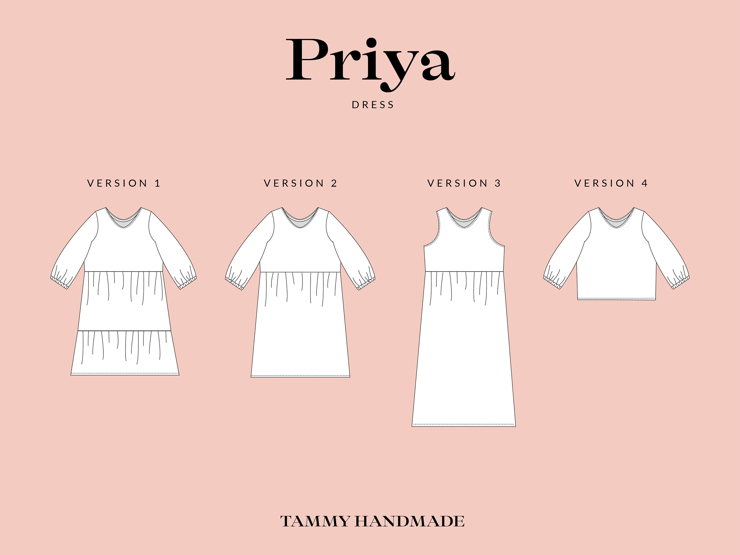 Priya Smock Dress Sewing Pattern PDF | Sizes 6-32 | Size Inclusive ...
