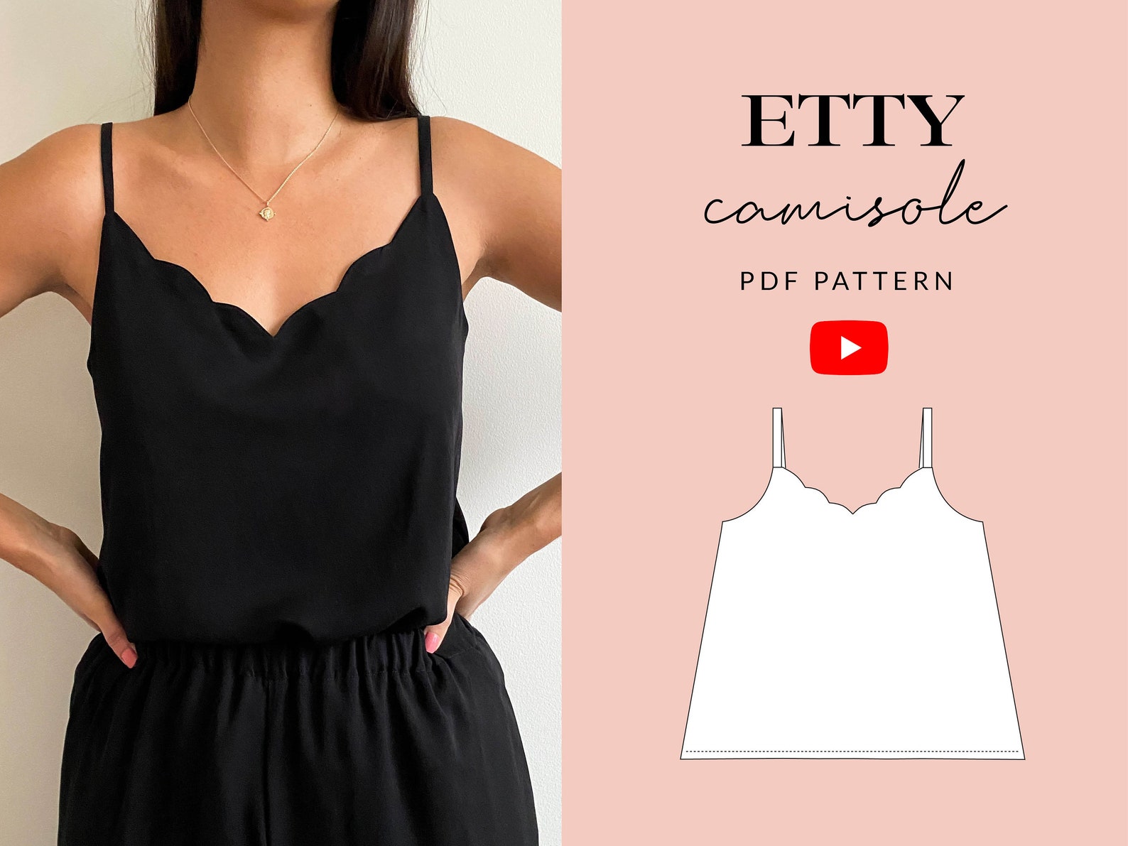 FREE Scalloped Camisole Sewing Pattern PDF Sizes 6-24 Size Inclusive ...