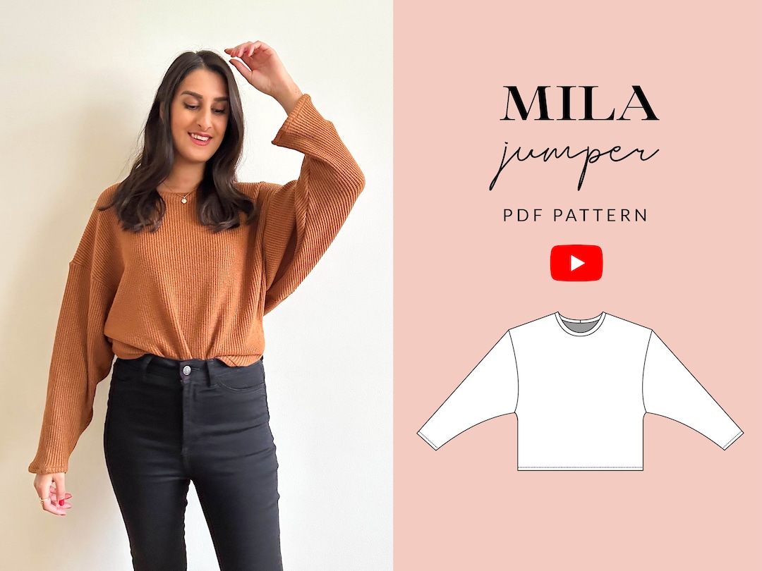 Mila Jumper Sewing Pattern PDF | Sizes 6-32 | Size Inclusive | Video ...