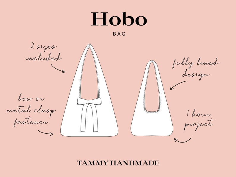 Hobo Bag Sewing Pattern PDF | Video Tutorial | Slouchy Bag | Shoulder ...