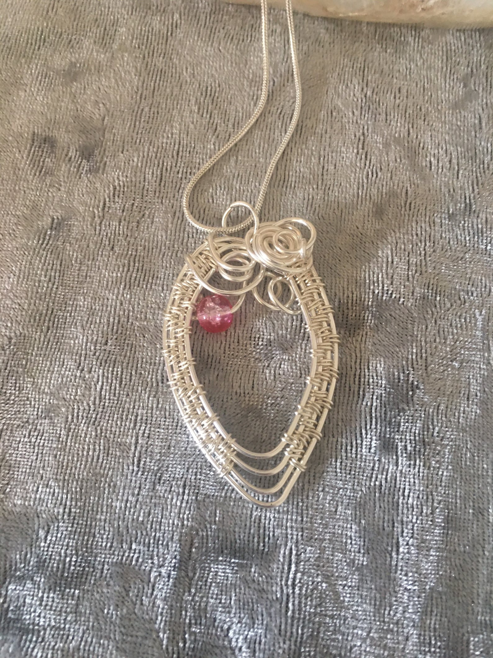 Wire weave pendant necklace with bead | Etsy
