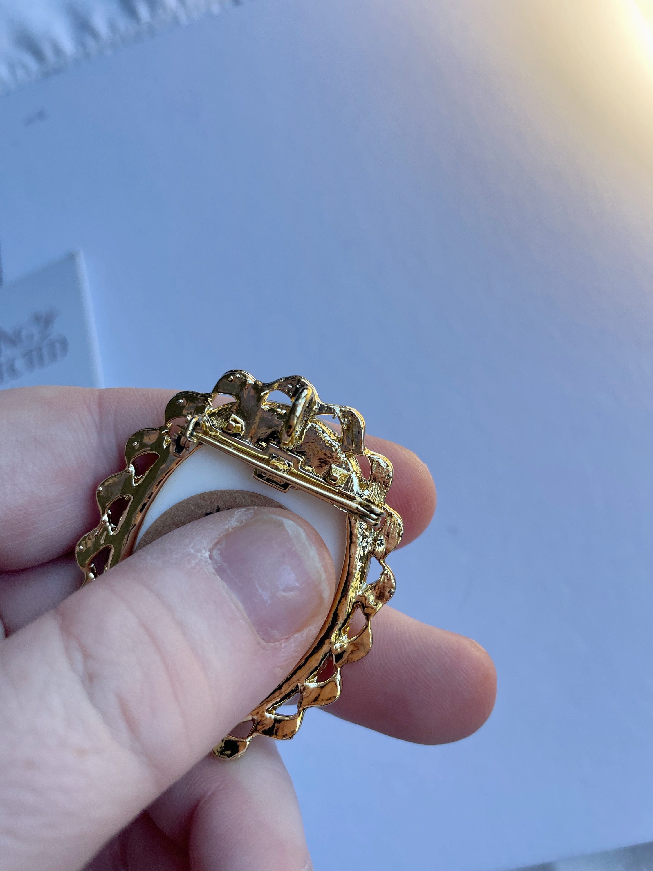 Vintage Porcelain FRAGONARD Courting Couple Brooch Pin Pendant, Signed ...