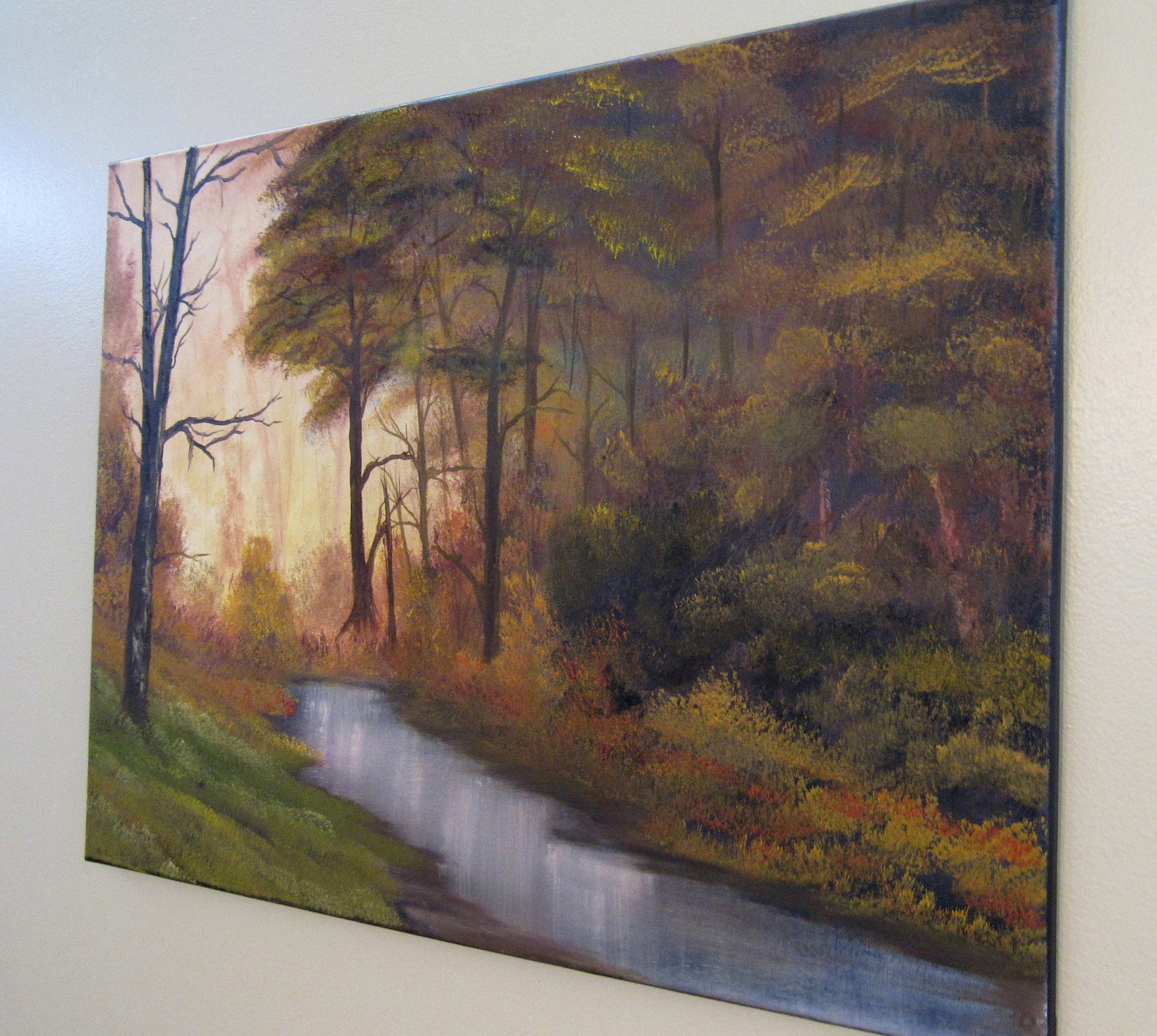18"x24" | Golden Morning Mist | Bob Ross Inspired Oil Painting on ...