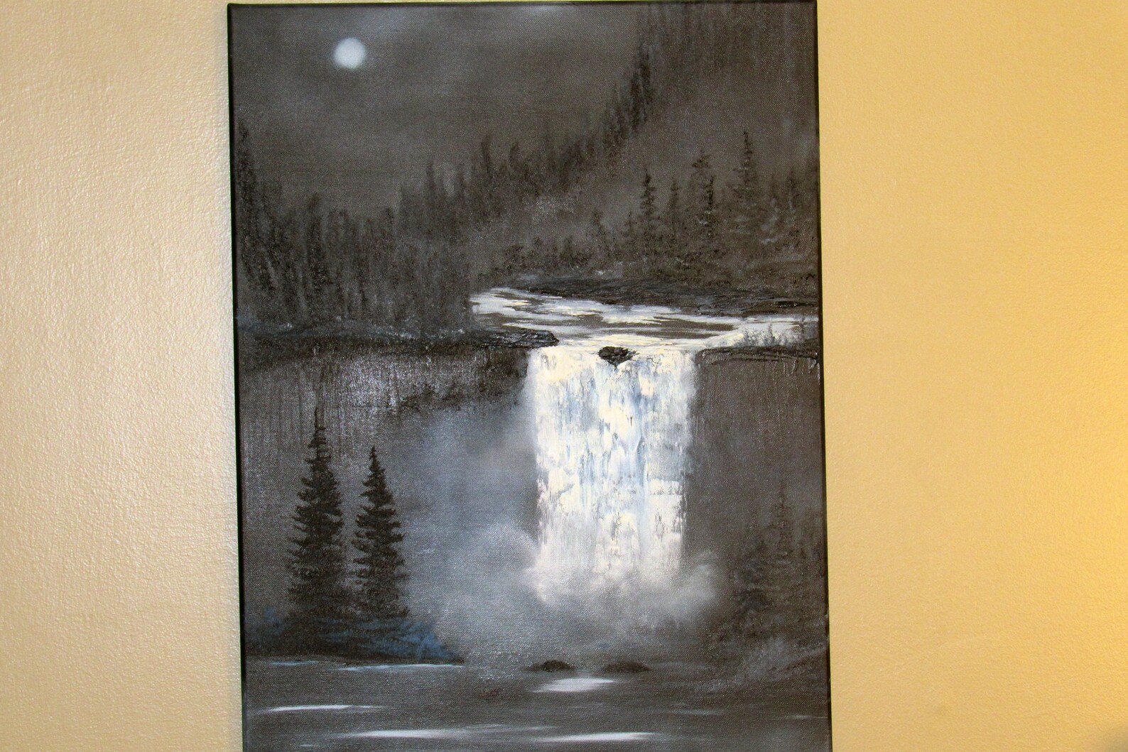 24"x18" | Evening at the Falls | Bob Ross Inspired Oil Painting on ...