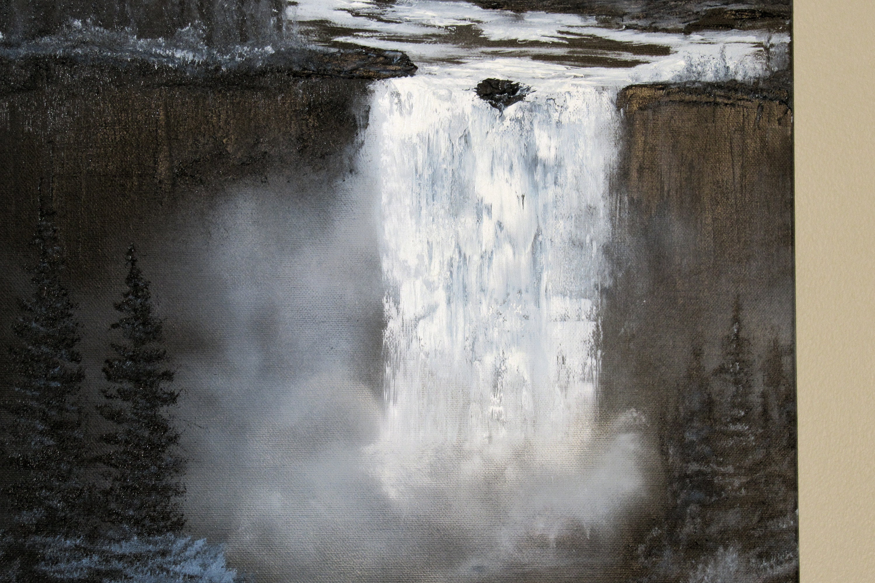 24"x18" | Evening at the Falls | Bob Ross Inspired Oil Painting on ...