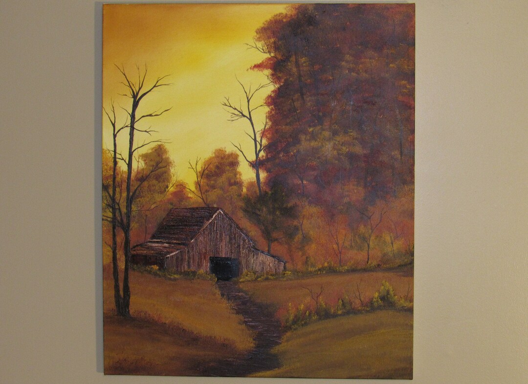 20"x24" | Old Weathered Barn | Bob Ross Inspired Oil Painting on Canvas ...