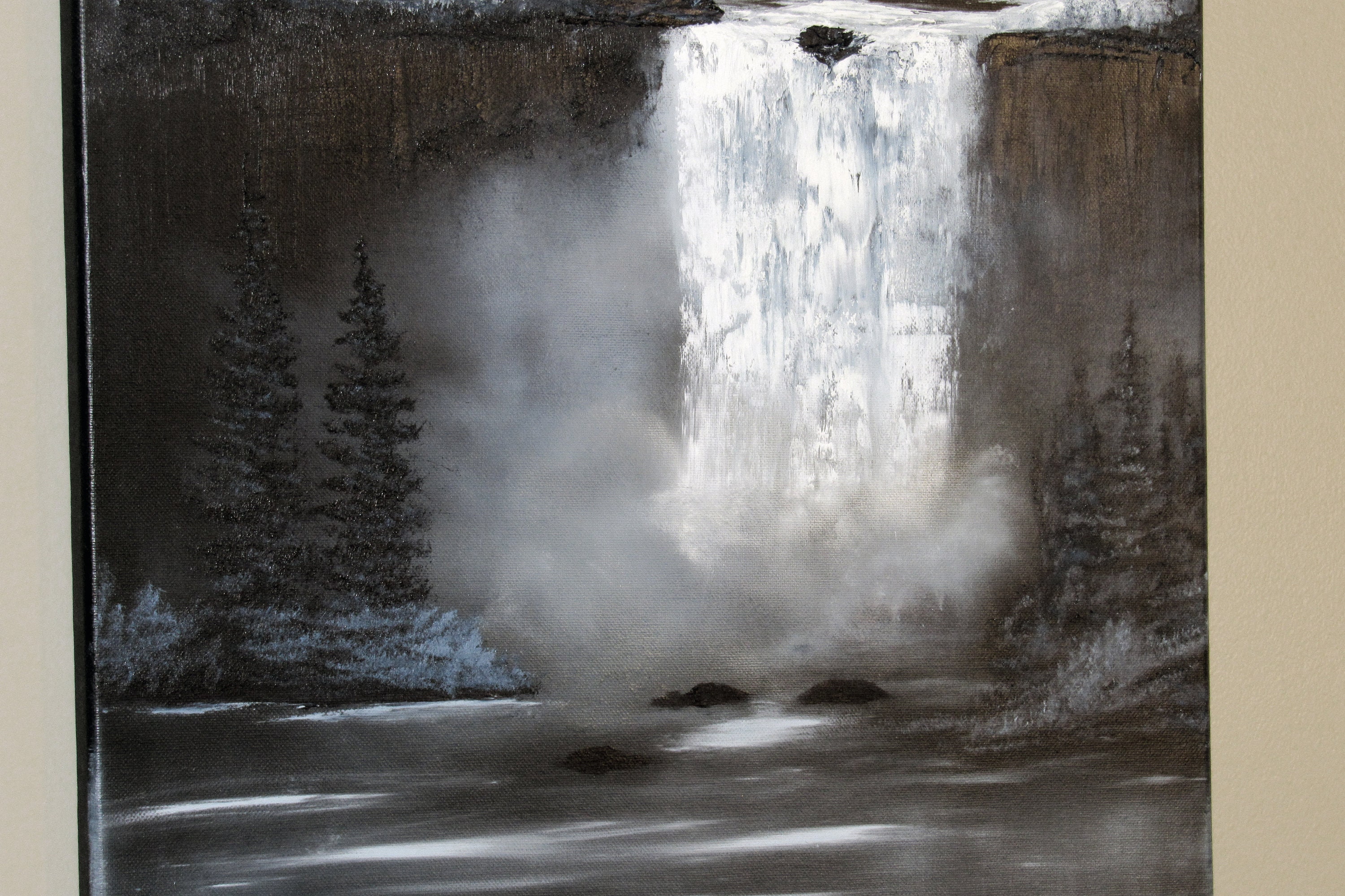 24"x18" | Evening at the Falls | Bob Ross Inspired Oil Painting on ...