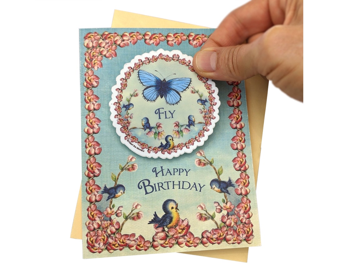 Greeting Card, "fly", Happy Birthday, With Detachable Sticker Gift, by ...