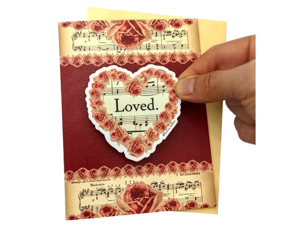 Greeting Card Loved with detachable Sticker | Etsy
