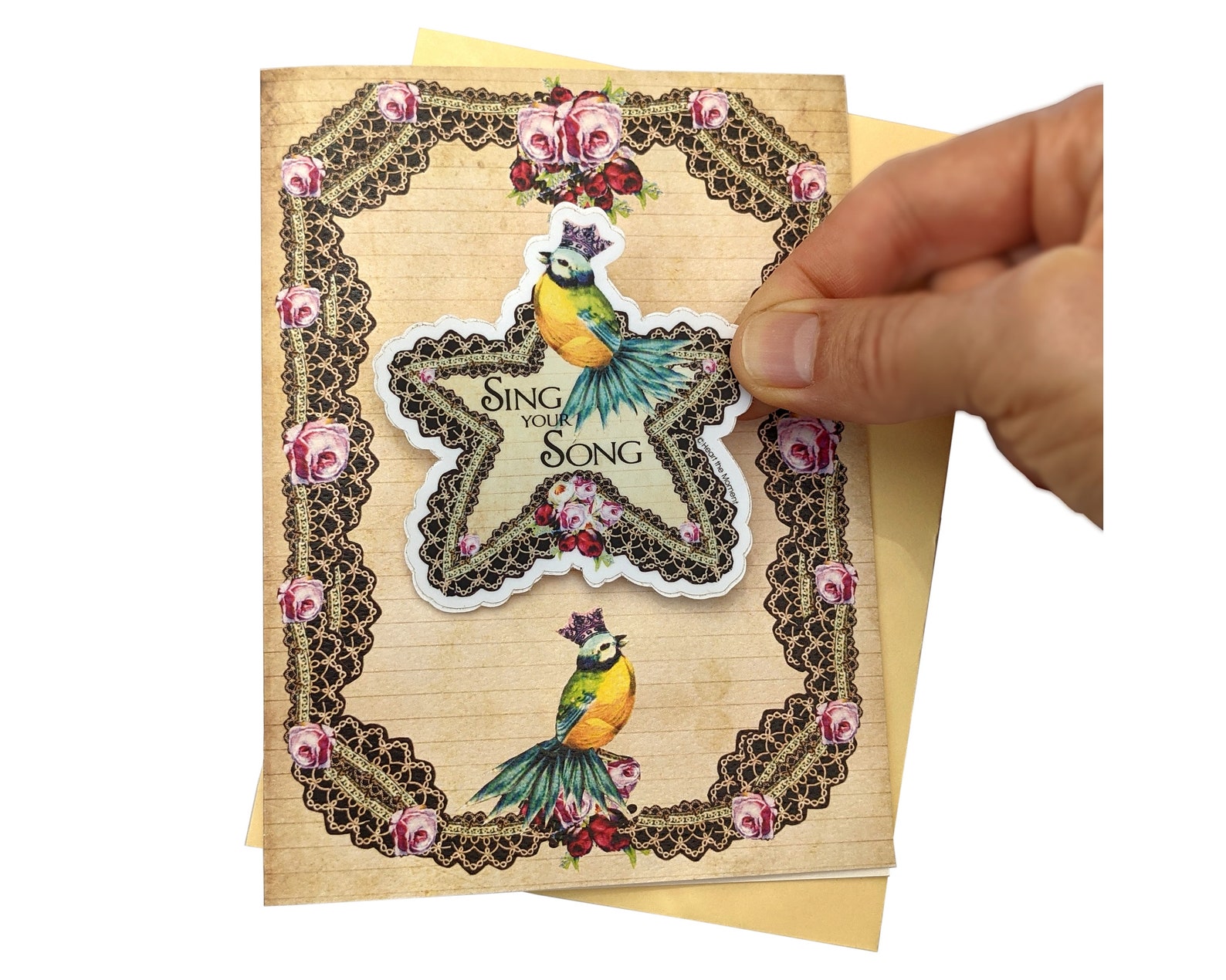 Greeting Card, "sing Your Song", With Detachable Sticker Gift, by Heart ...