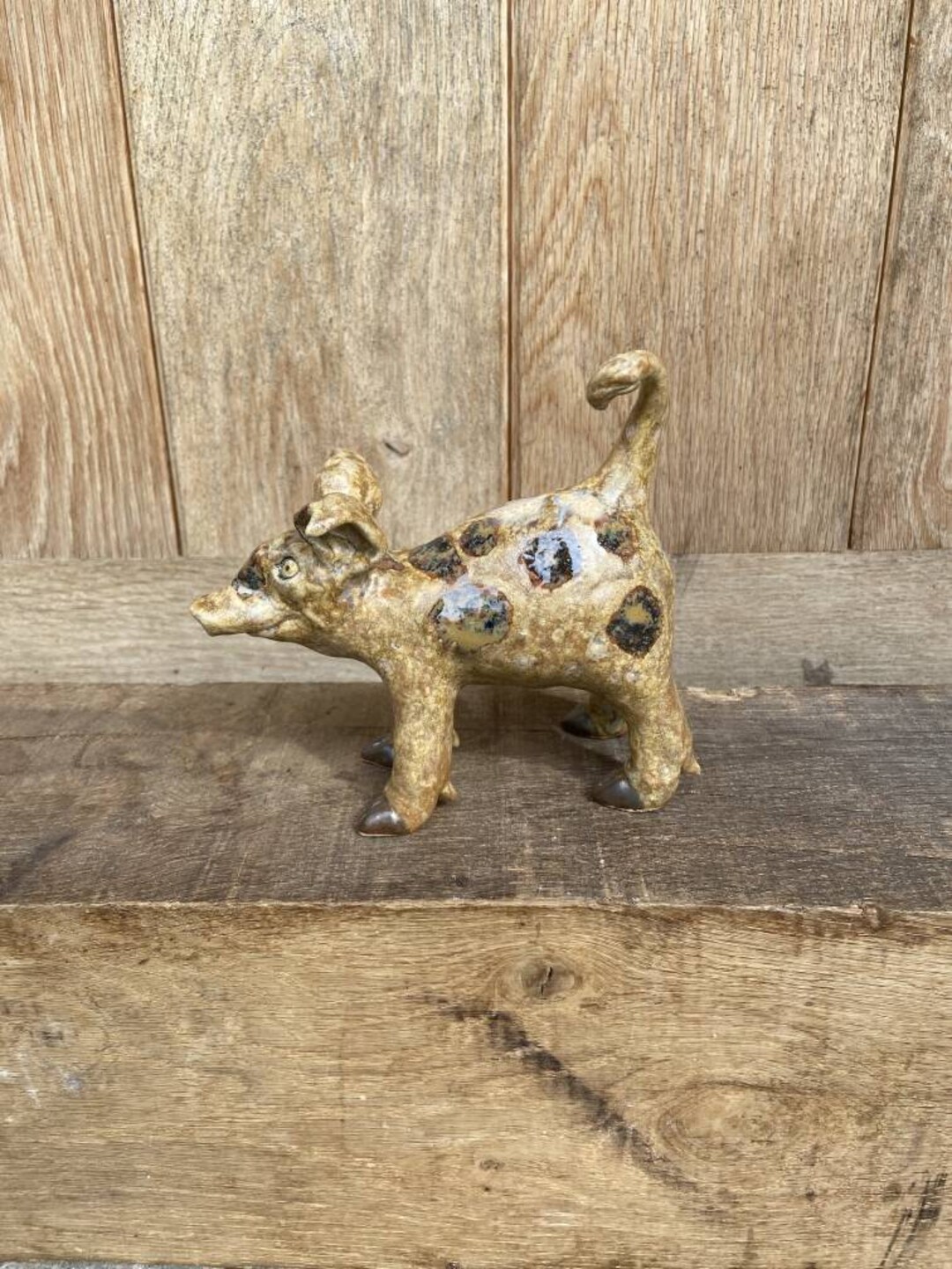 Pig Ceramic Pottery Spotty Standing Smiling. Whimsical Individual ...